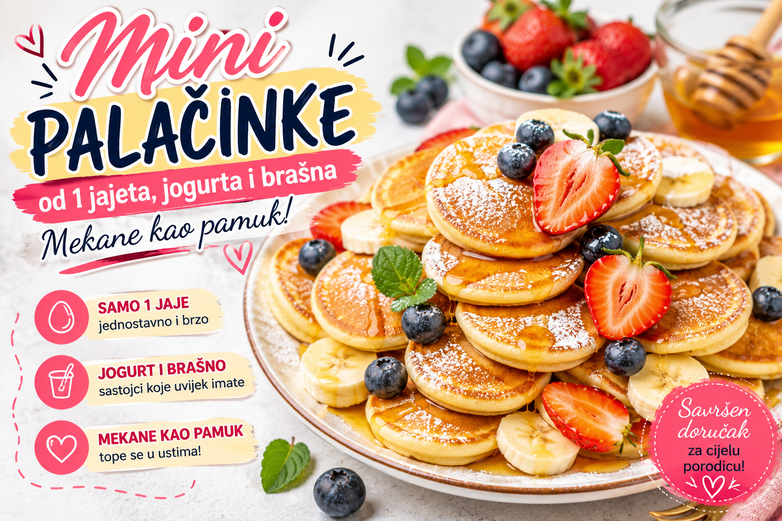 Mini palačinke od 1 jajeta, jogurta i brašna – mekane kao pamuk - sofra ...